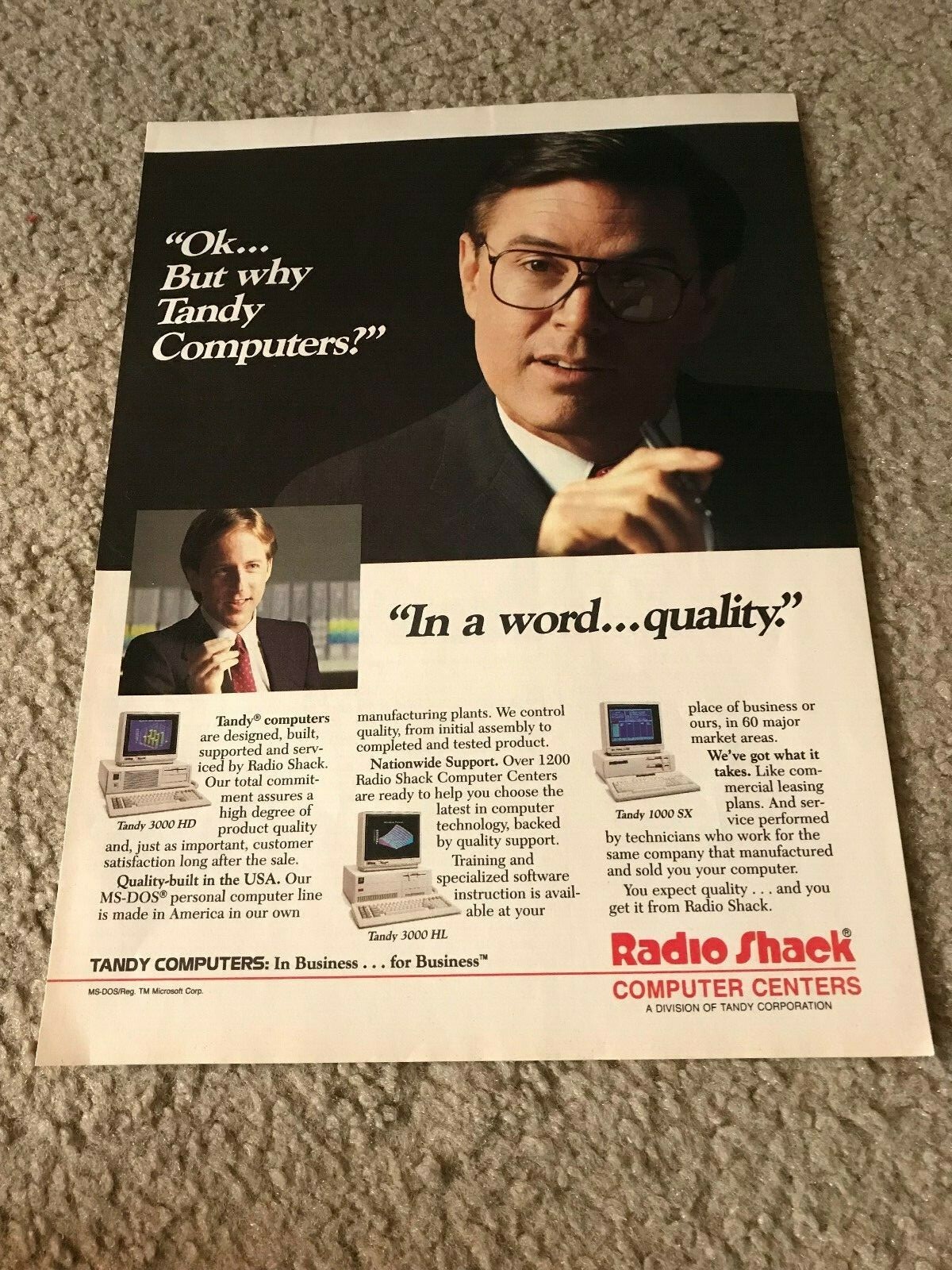 Vintage TANDY 1000-SX 3000-HD 3000-HL Home Computer PC Print Ad RADIO ...