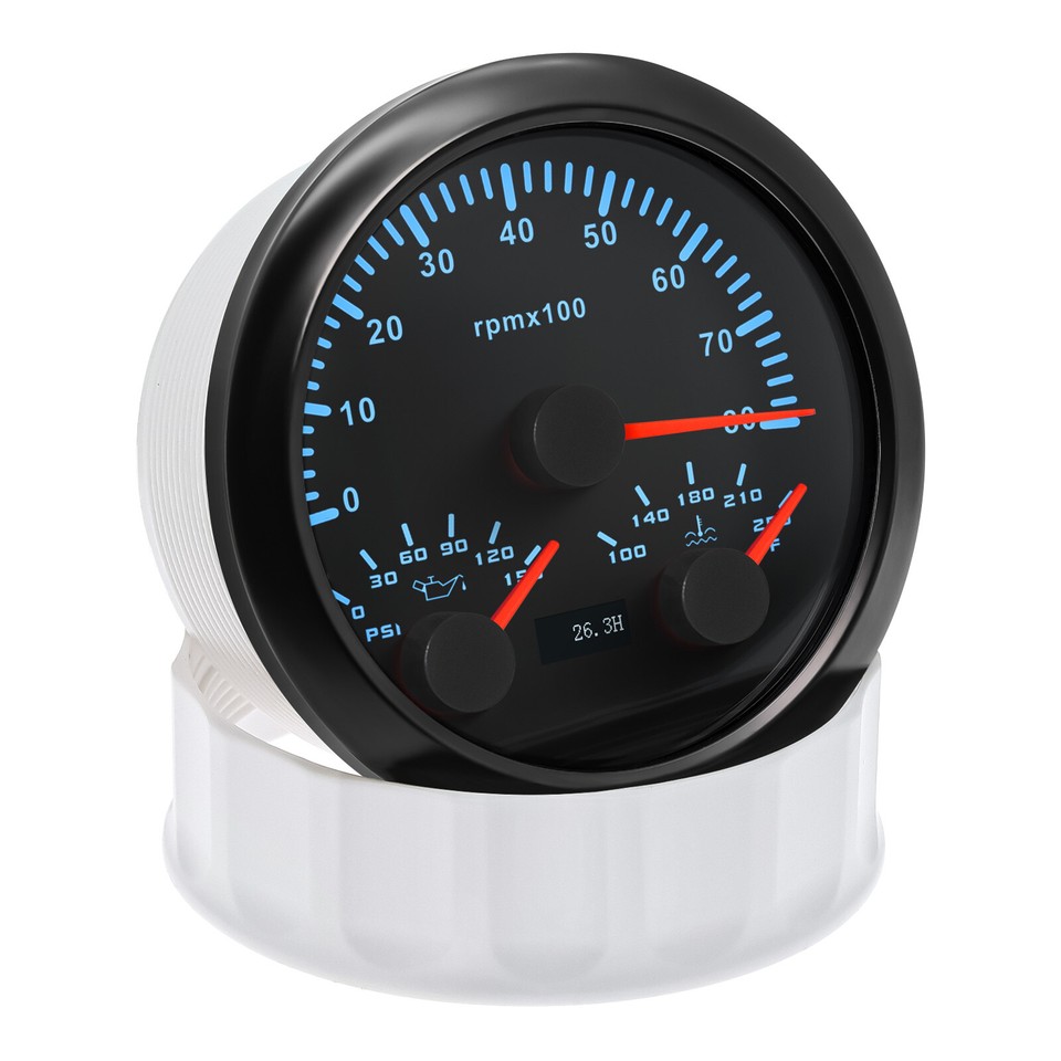 85mm 3 In 1 Multifunction Gauge Tachometer 8000rpm Oil Pressure Water ...