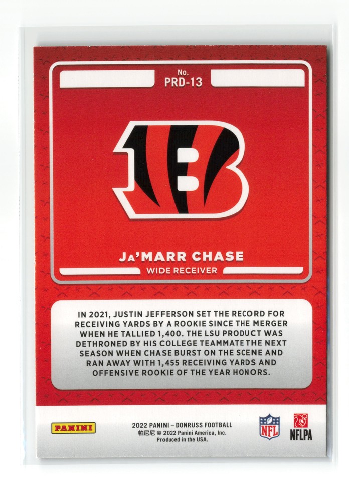 Ja'Marr Chase #PRD-13 2022 PANINI DONRUSS BENGALS PRODUCTION LINE | eBay