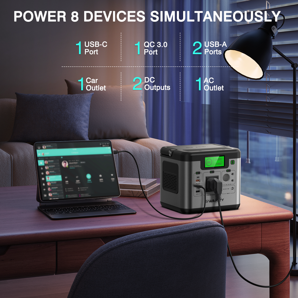 SWAREY Portable Power Station S500 518Wh 230V/1000W Solar Power ...