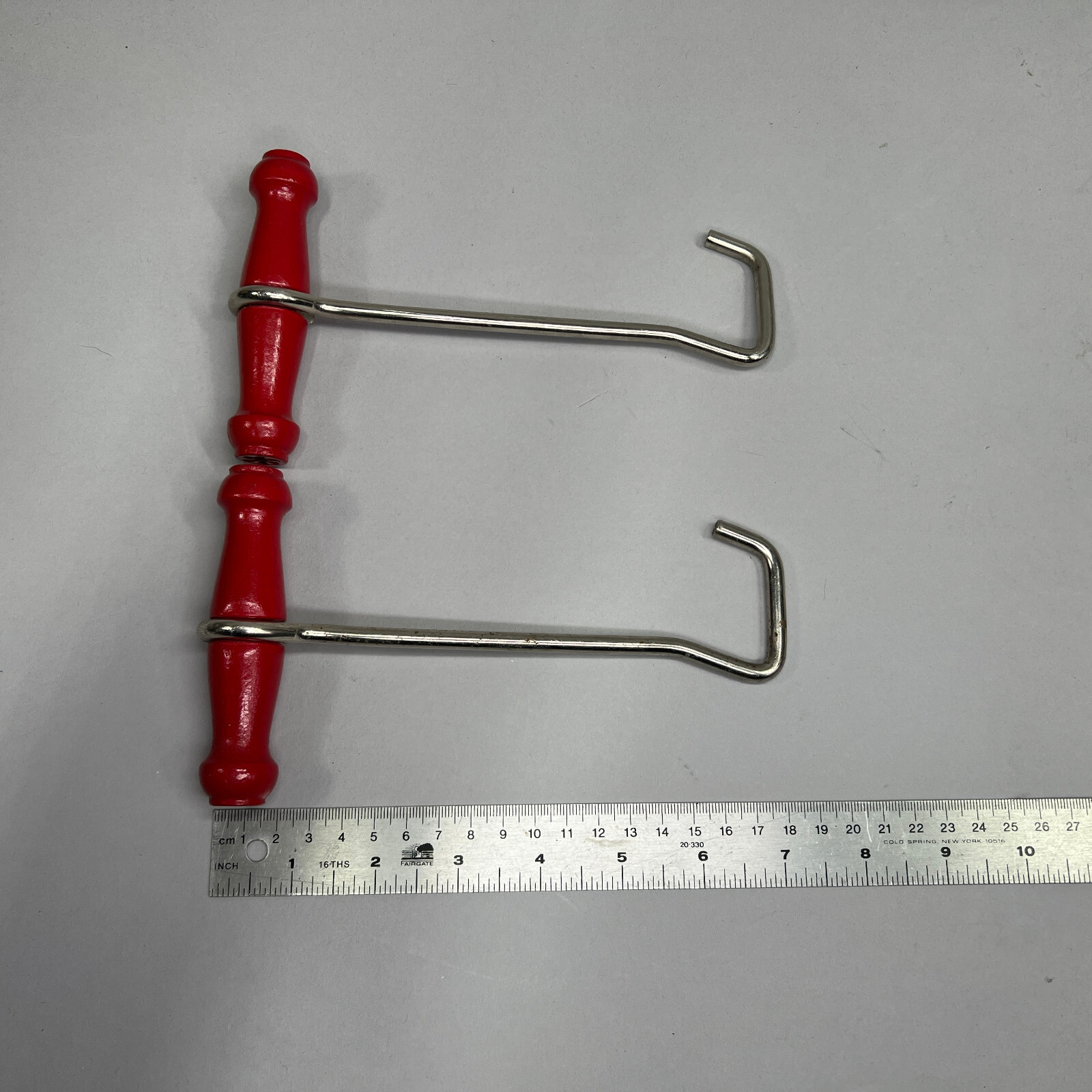 Boot Strap Hook Puller Vintage Red Wooden Handle Sturdy Metal 7" Long ...