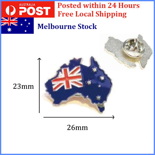 Australian Flag w/ Map Enamel Lapel Pin Badge / Flat Hat Pin / Brooch ...
