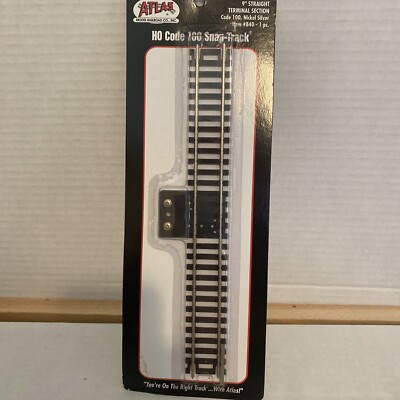 Atlas HO Terminal Section Snap-Track, Nickel-Siver Rail 9in Straight ...