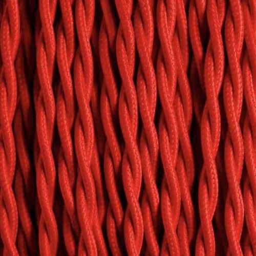3 Core Twisted Fabric Flex Lighting Cord Vintage Red Colour Braided ...