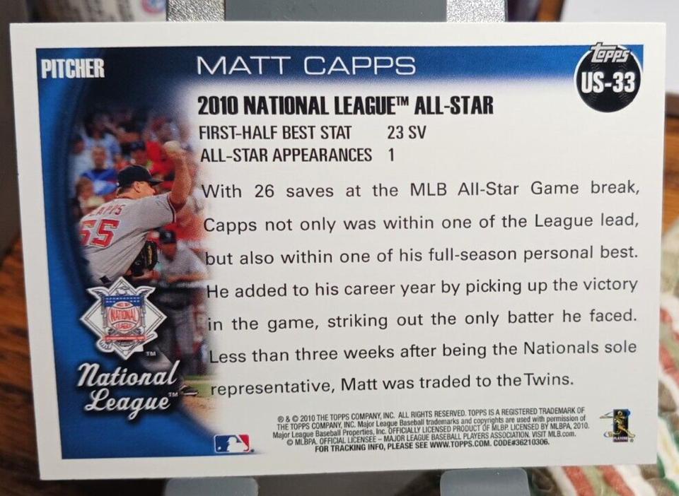 2010 Topps Update Baseball Card of Matt Capps #US33 (NM) Free Rtns | eBay