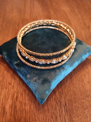 Vintage Gold Plated Bohemian Rhinestone Costume Bangles (3) | eBay