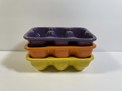 Ceramic Egg Tray 6 Cup Egg Holder Container for Refrigerator or Counter ...