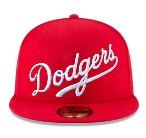 New Era MLB Los Angeles Dodgers Script Logo 59Fifty Red Men's Fitted ...
