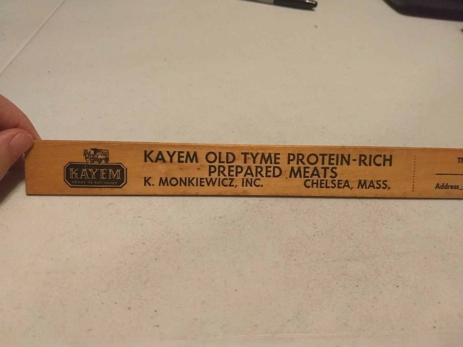 Vintage Kayem Old Tyme Protein Rich Meats Chelsea MA Advertising Wood ...