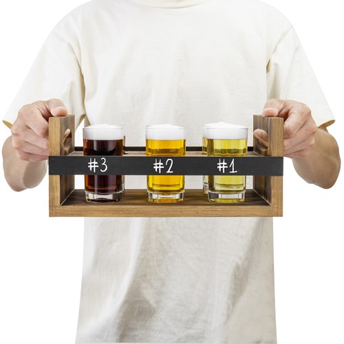 Craft Beer Flight Board Set, Burnt Wood Beer Tasting Glasses, Serving ...