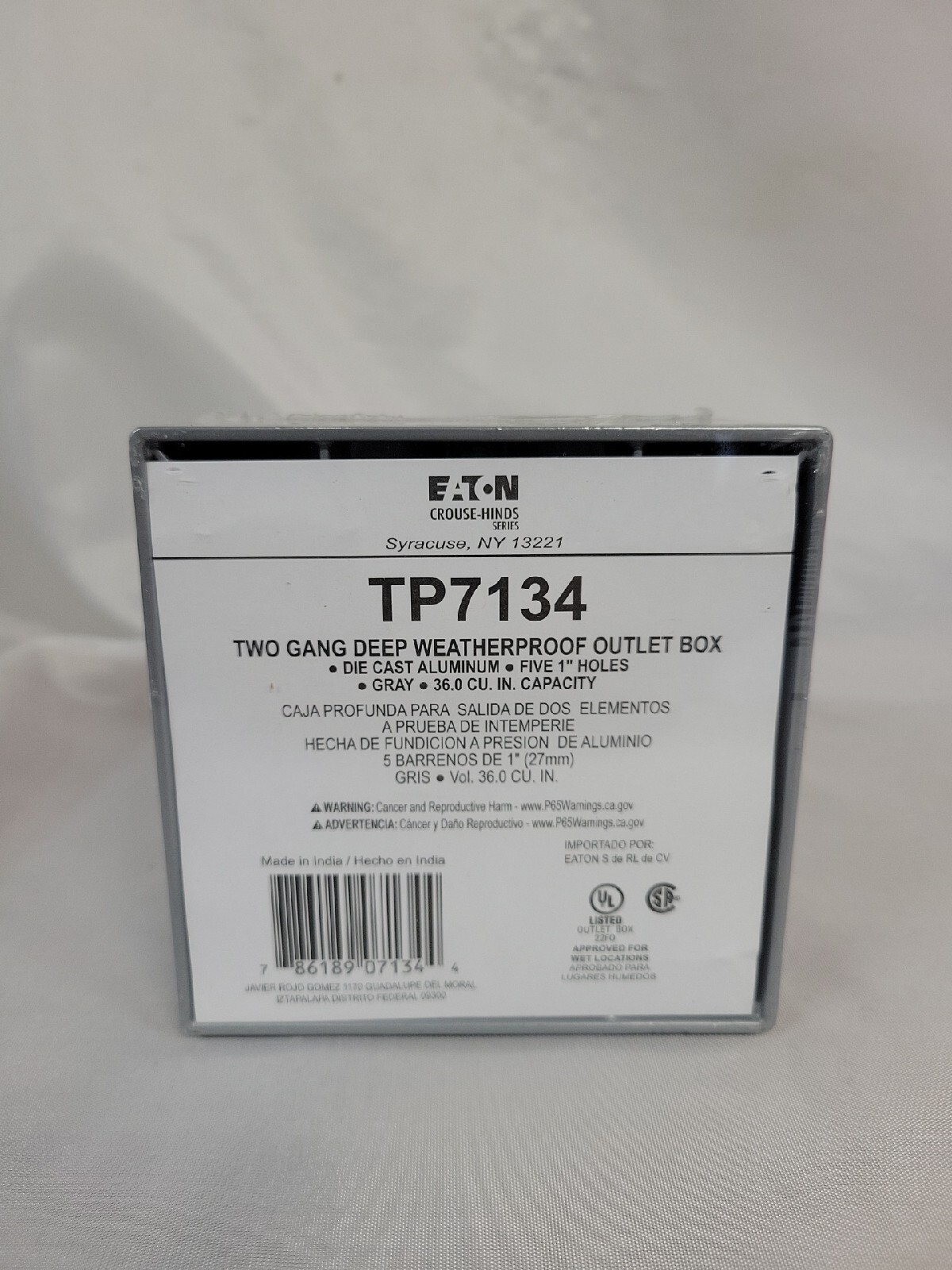 EATON Crouse-Hinds 2-Gang Deep Weatherproof Outlet Box Gray Five 1 ...