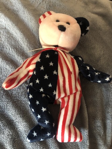 Spangle Bear Plush Beanie Baby Patriotic American flag Figure 4th of ...