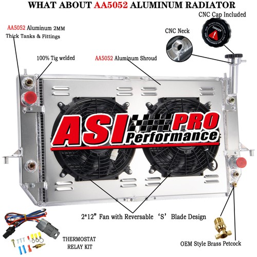 4 Row Radiator+Shroud Fan+Relay For 1996-2005 Chevy Astro GMC Safari 4 ...