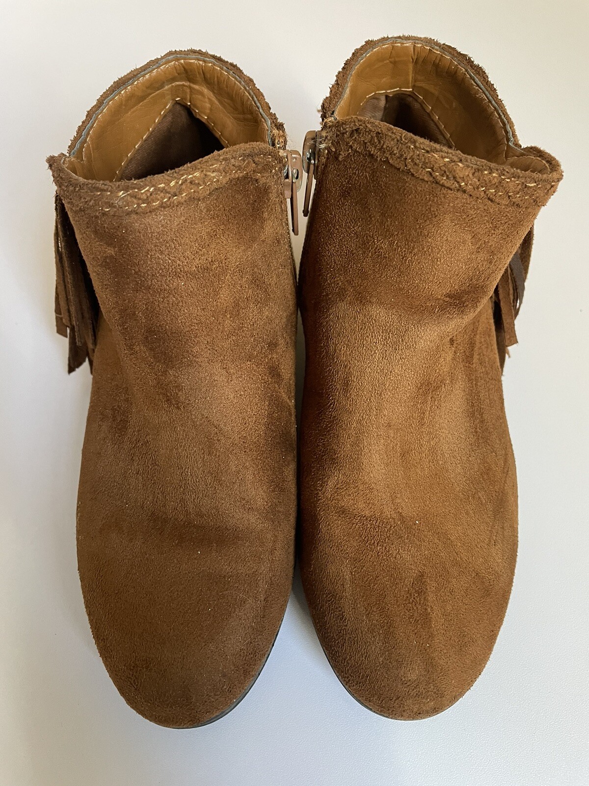Pierre Dumas Ankle Boots Kids Sz 1 w/zipper Suede Leather Brown Low ...