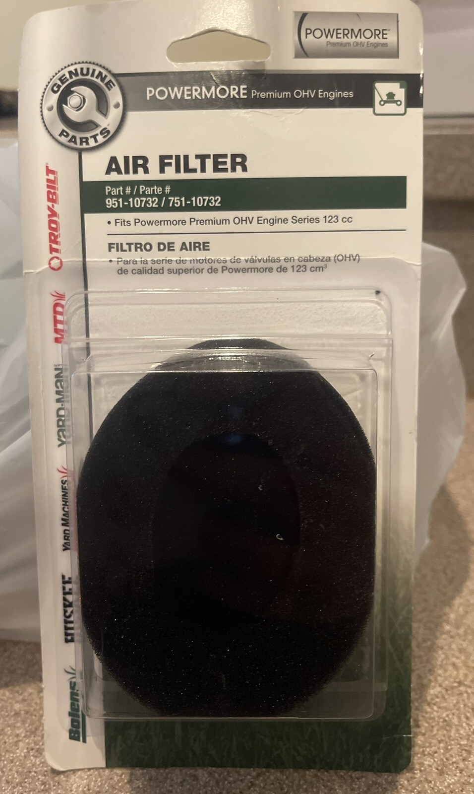 Arnold PowerMore 123 CC Foam Engine Air Filter OEM-751-10732. 951-10732 ...