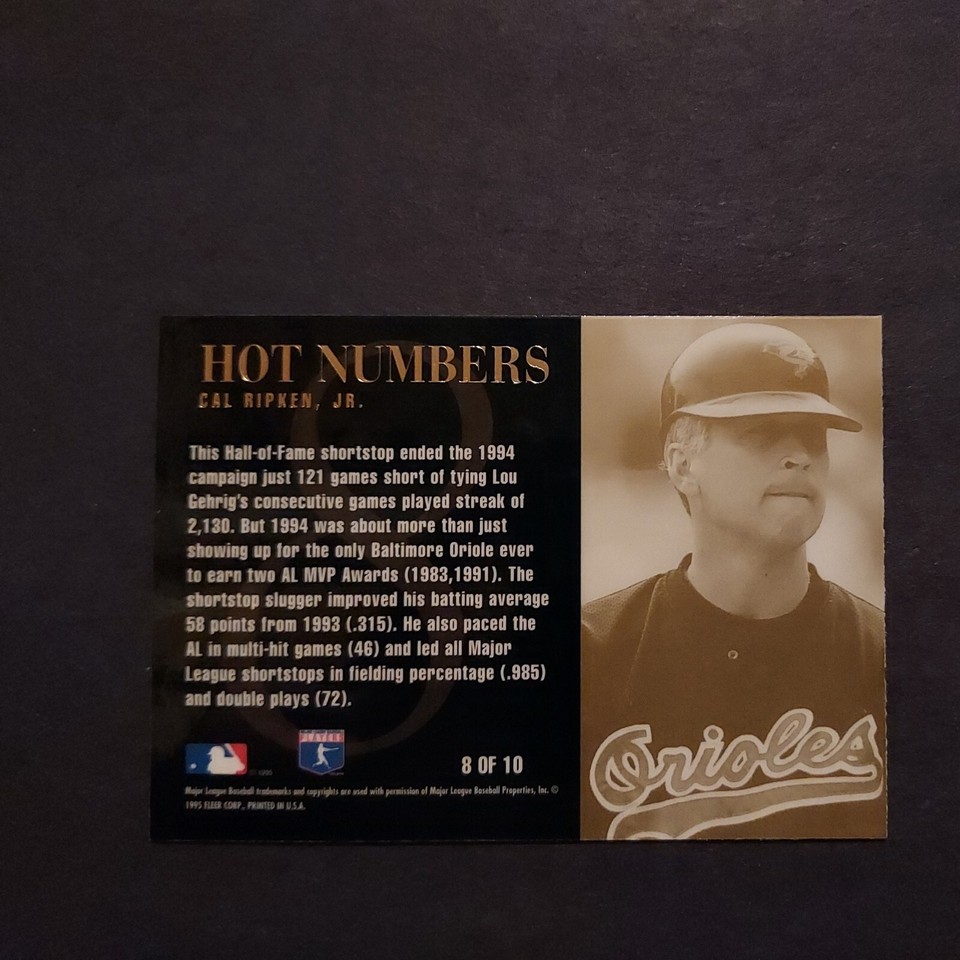Cal Ripken Jr 1995 Flair Hot Numbers 8 | eBay