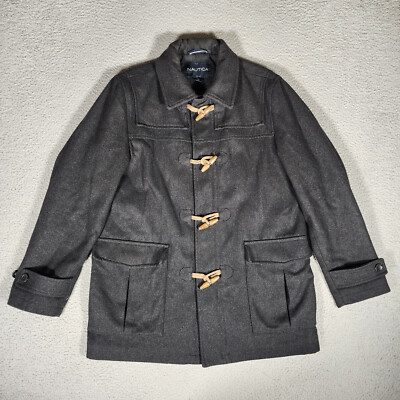 Nautica Wool Duffle Coat Men Large Full Zip Toggle Button Lined ...