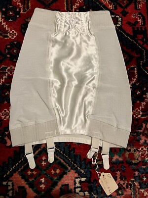 Vintage 1950s White Satin Panel Girdle Open Bottom Garter Clips NEW Old ...