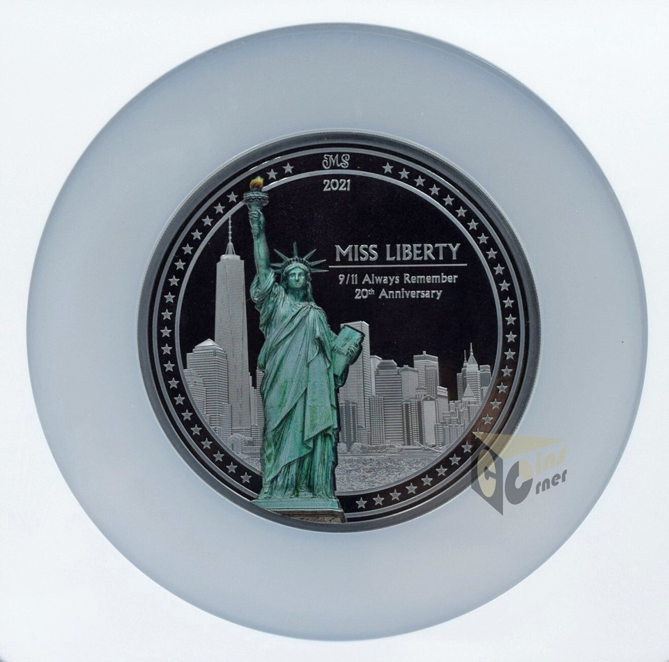 Cook Islands 2021 - Miss Liberty 20th Anniversary 9/11 5 Oz NGC PF70 ...