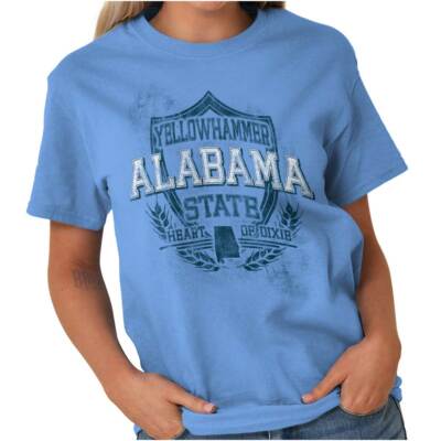 Alabama State Motto Souvenir Tourist Travel Adult Short Sleeve Crewneck ...