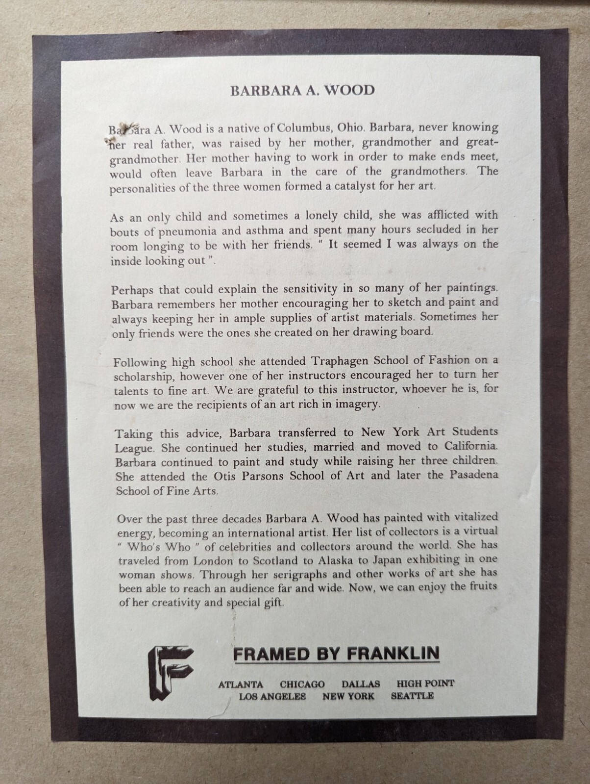 Barbara A. Wood Original "THE FAN" Signed Print Lithograph Numbered 271 ...