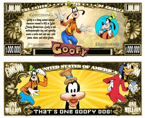 Goofy Million Dollar Bill Play Funny Money Novelty Note with FREE ...