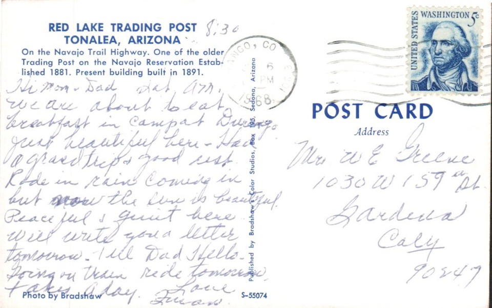 Vintage Red Lake Indian Trading Post Tonalea Arizona Postcard 1960s ...