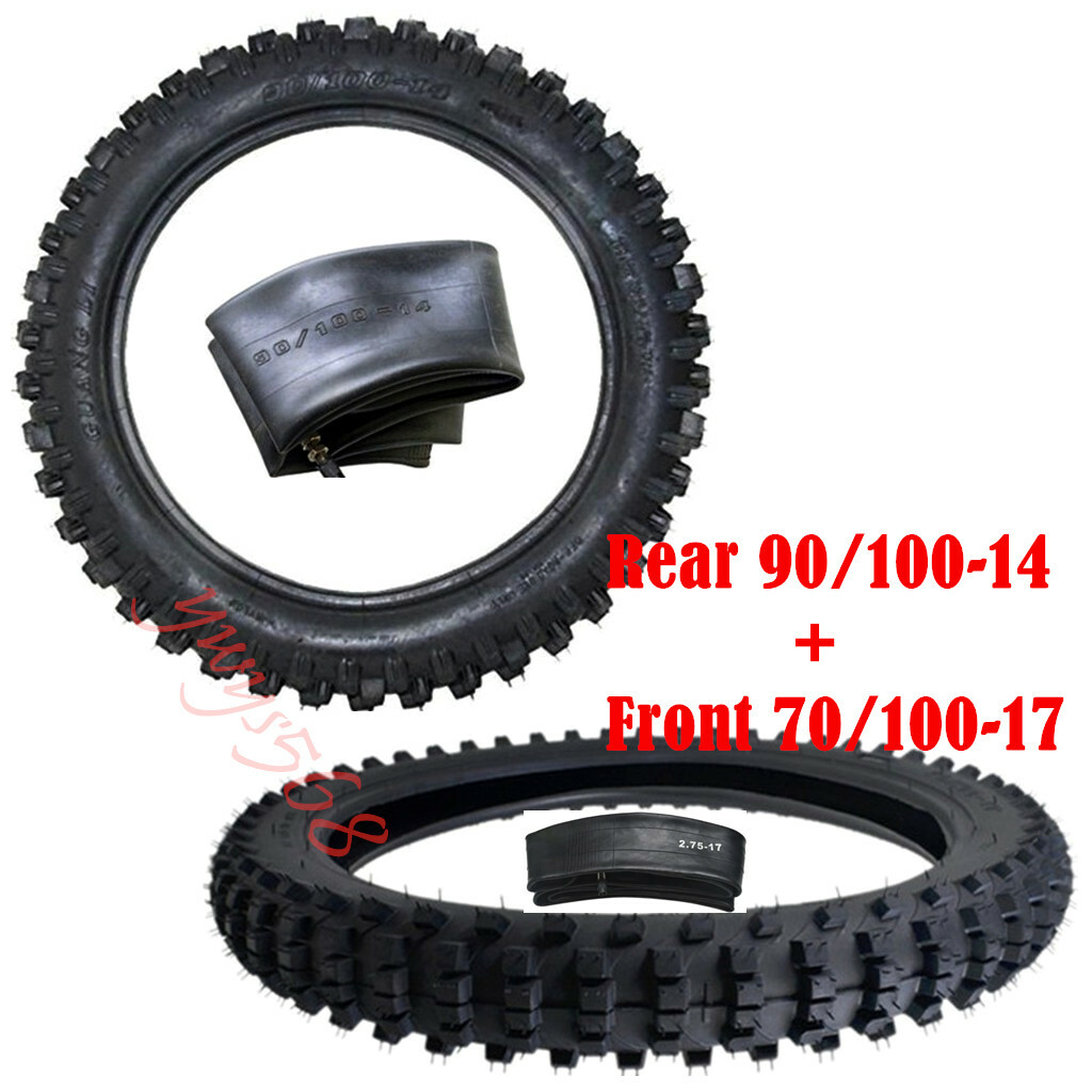 Front Rear Back Tyre Sets 90/100-14 70/100-17 Tyre Tire + Inner Tube ...