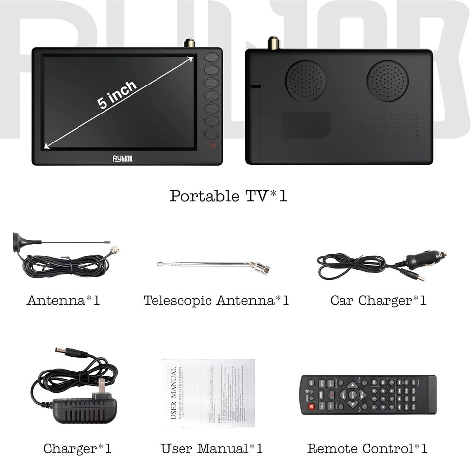 5''Portable Tv,Pocket Digital TV with ATSC/TF Card/Usb,Battery Operated ...