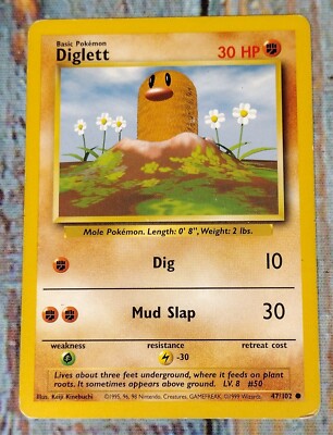 Pokemon Card Diglett 47/102 Base Set Basic Common 1999 (#2) | eBay