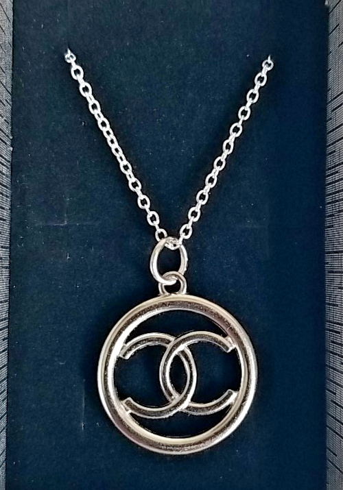 Upcycled Chanel Circle Cs Charm Pendant Necklace 18" 925 Silver | eBay