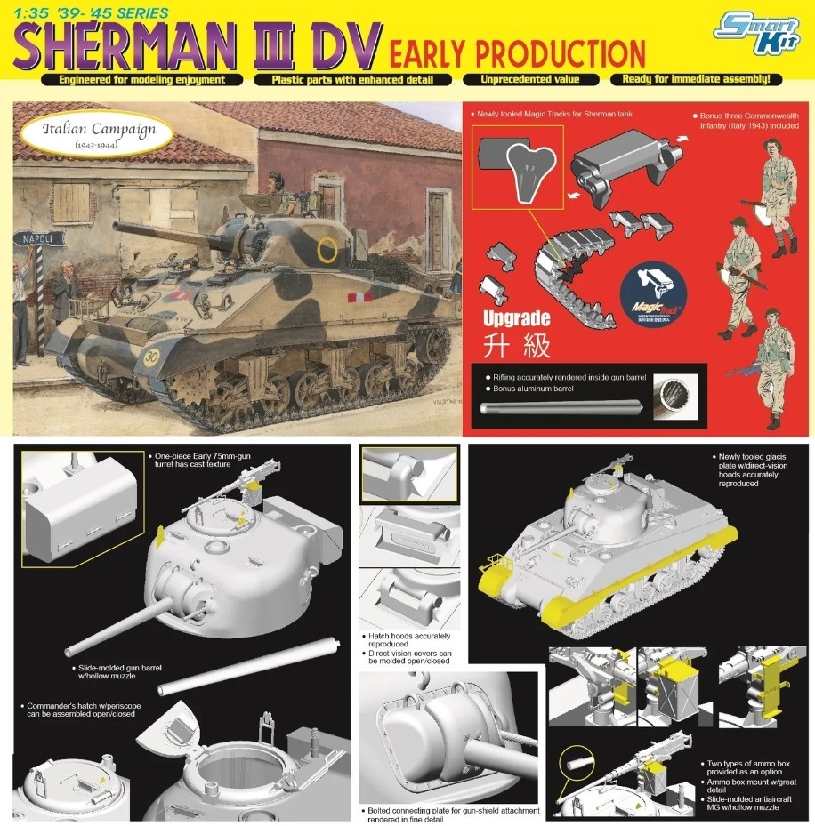 Dragon 6573 1/35 Sherman III DV Early Production w/ 3 figures(6380 ...