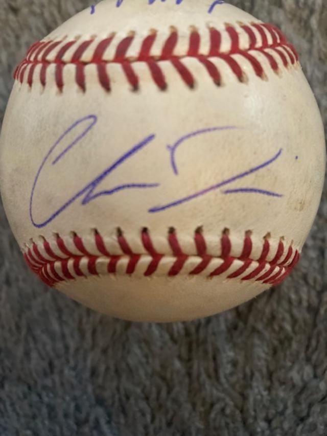 NICK MARKAKIS,JIM JOHNSON,CHRIS DAVIS Duel Signed Autograph BP Baseball ...