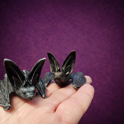 Tiny Big-Eared Bat – Hand Painted Resin Sculpture 2” x 2” | eBay
