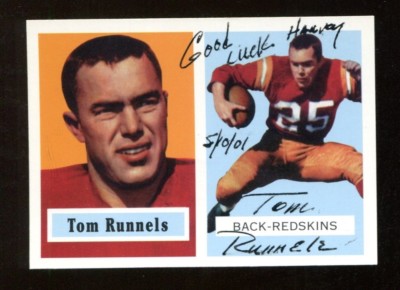 Tom Runnels Signed 1994 Topps 1957 Archives Football Card Autographed ...