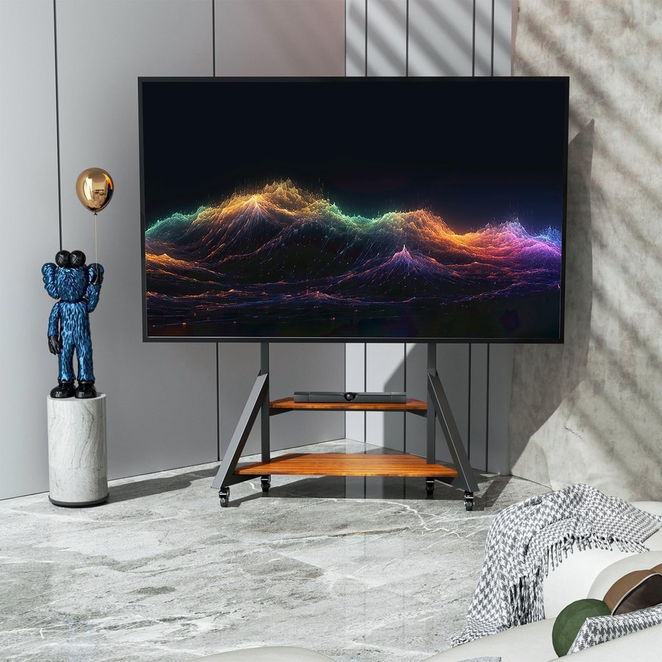 Floor TV Stand for 65-100 Inch TVs,Adjustable Heights TV Mount Stands ...