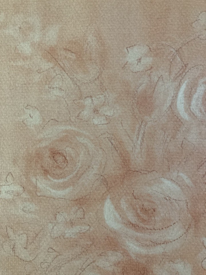 Beautiful Watercolor Painting Flower Bouquet 1960 Art Rose Roses To ...