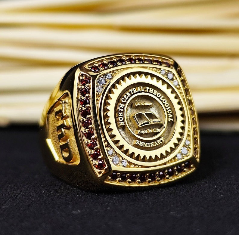 Men’s Class Signet Ring – Gold Plated Graduation College Ring with ...