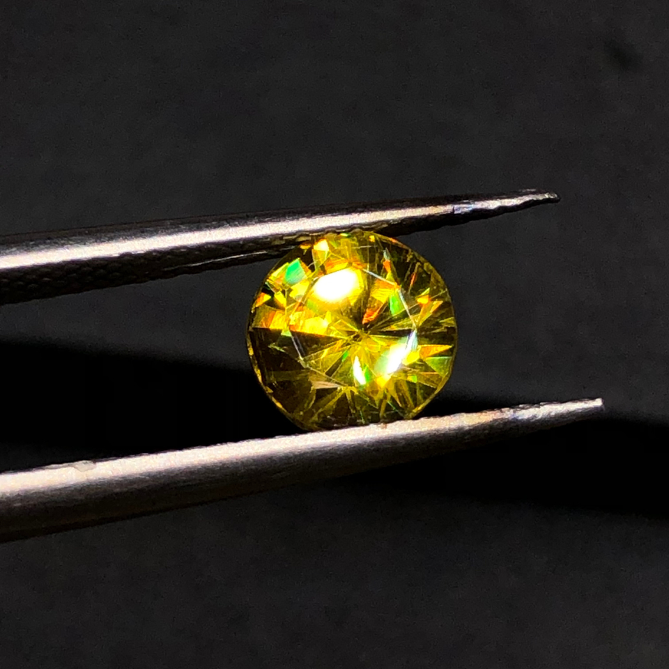Natural Sphene Titanite Yellow Round Cut Loose Gemstone With Multifire ...