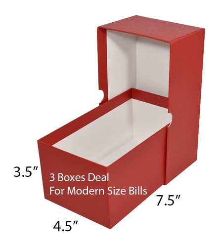 3 Modern Currency Storage Boxes 7.5" x 4.25" For Paper Money Banknote ...