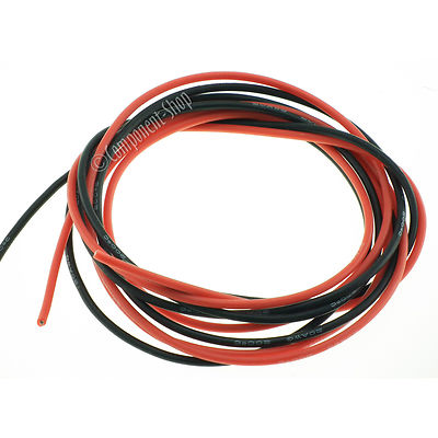 24AWG Silicone Wire Super flexible high temperature 1m Red & 1m Black ...