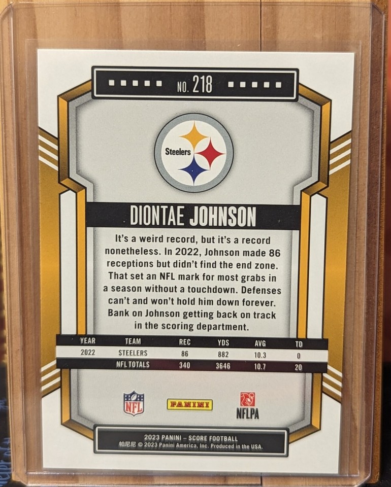 2023 Panini Score Diontae Johnson #218 GOLD COLOR MATCH 🟡 | eBay