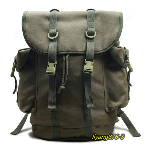 German Army Mountain Rucksack Canvas Green Bag Backpack Pouch Outdoor ...
