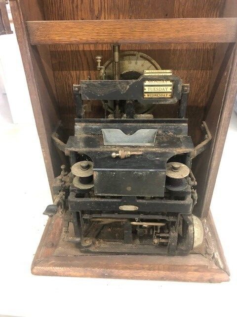 Antique Time Punch Clock- good condition, works, and has time punch ...