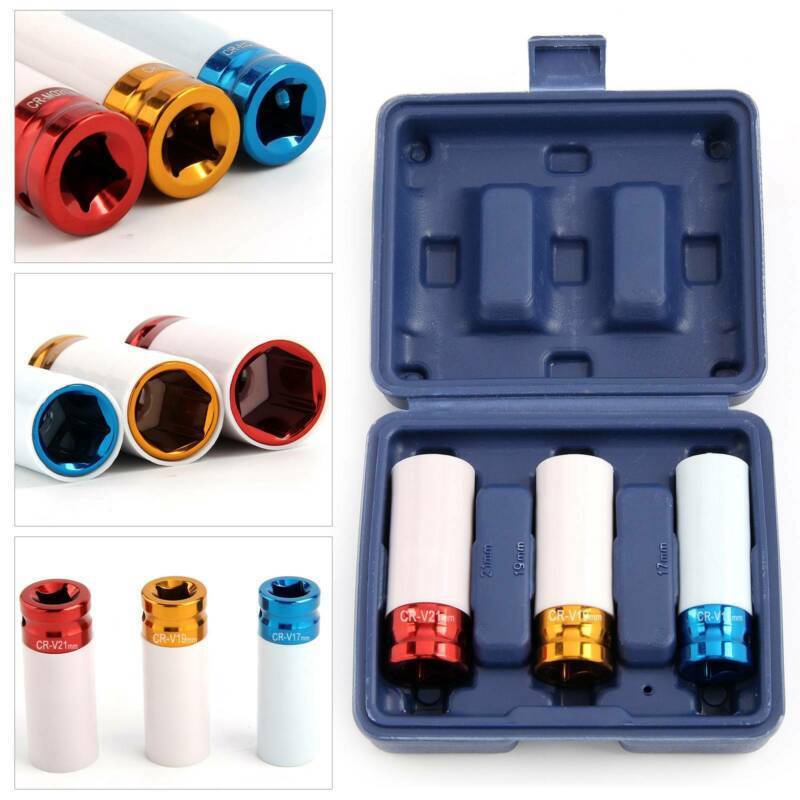 Alloy Wheel Nut Socket Thin Wall Deep Impact Socket Set 1/2"drive 17/19 ...