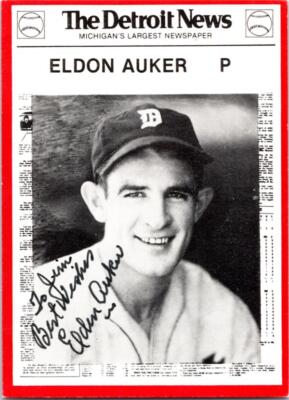 Eldon Auker signed Baseball Card (Detroit Tigers) 1981 Detroit News #91 ...