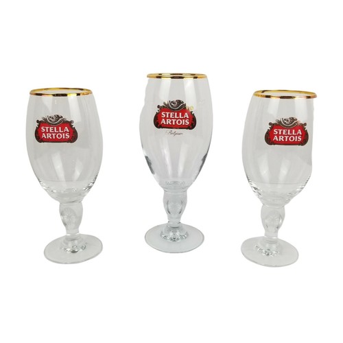 3 Stella Artois Gold Rim Chalice Beer Glass Belgium 1- 40 cl & 2 - 33 ...