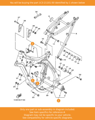 YAMAHA Front Frame Comp, 1C3-21101-50 OEM YZ125 | eBay UK