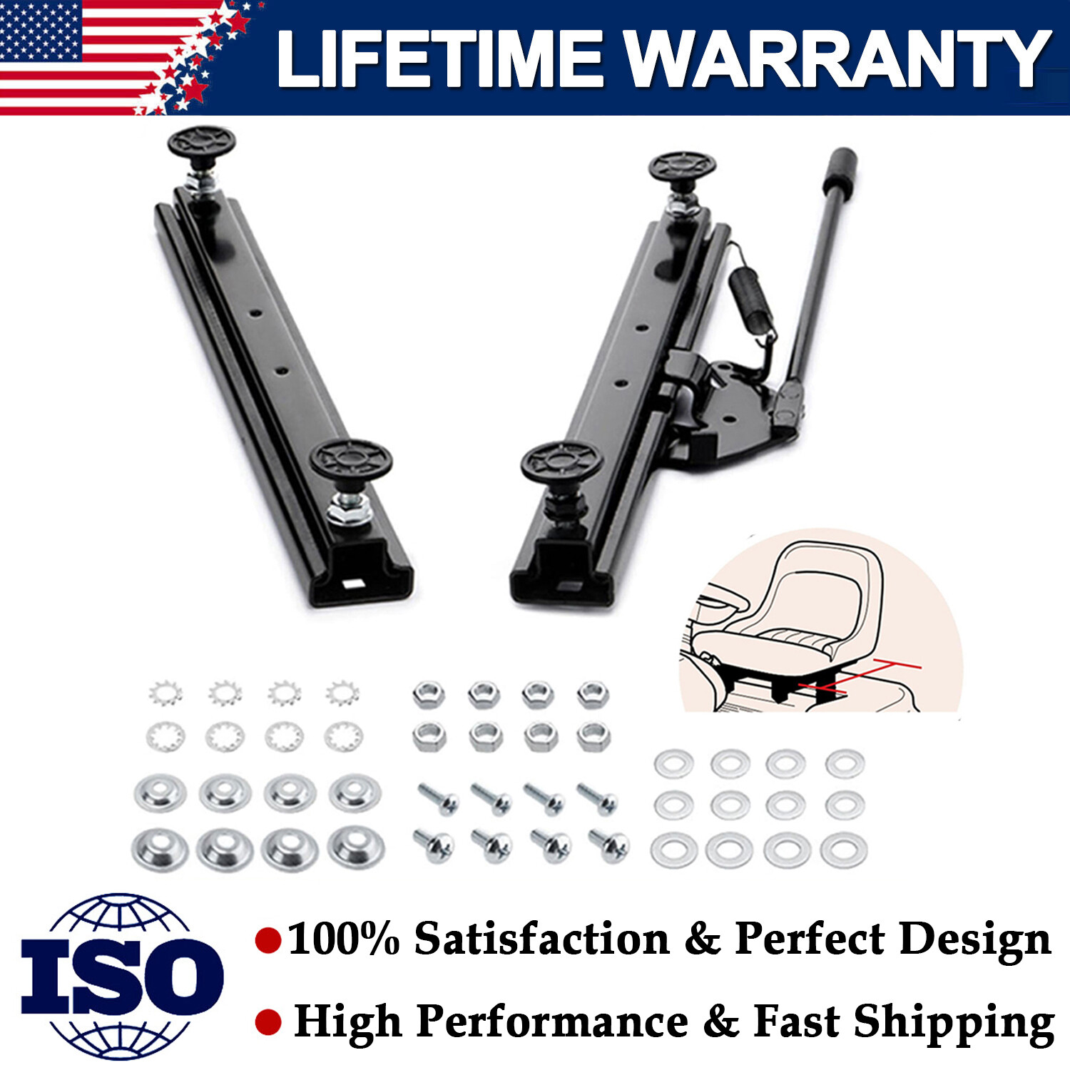 Racewill Seat Slider Universal Alloy Steel Seat Mounting Track Assembly ...