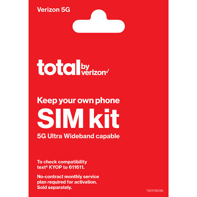 Total by Verizon Keep Your Own Phone Prepaid SIM Kit | 3-in-1 CDMA Sim ...